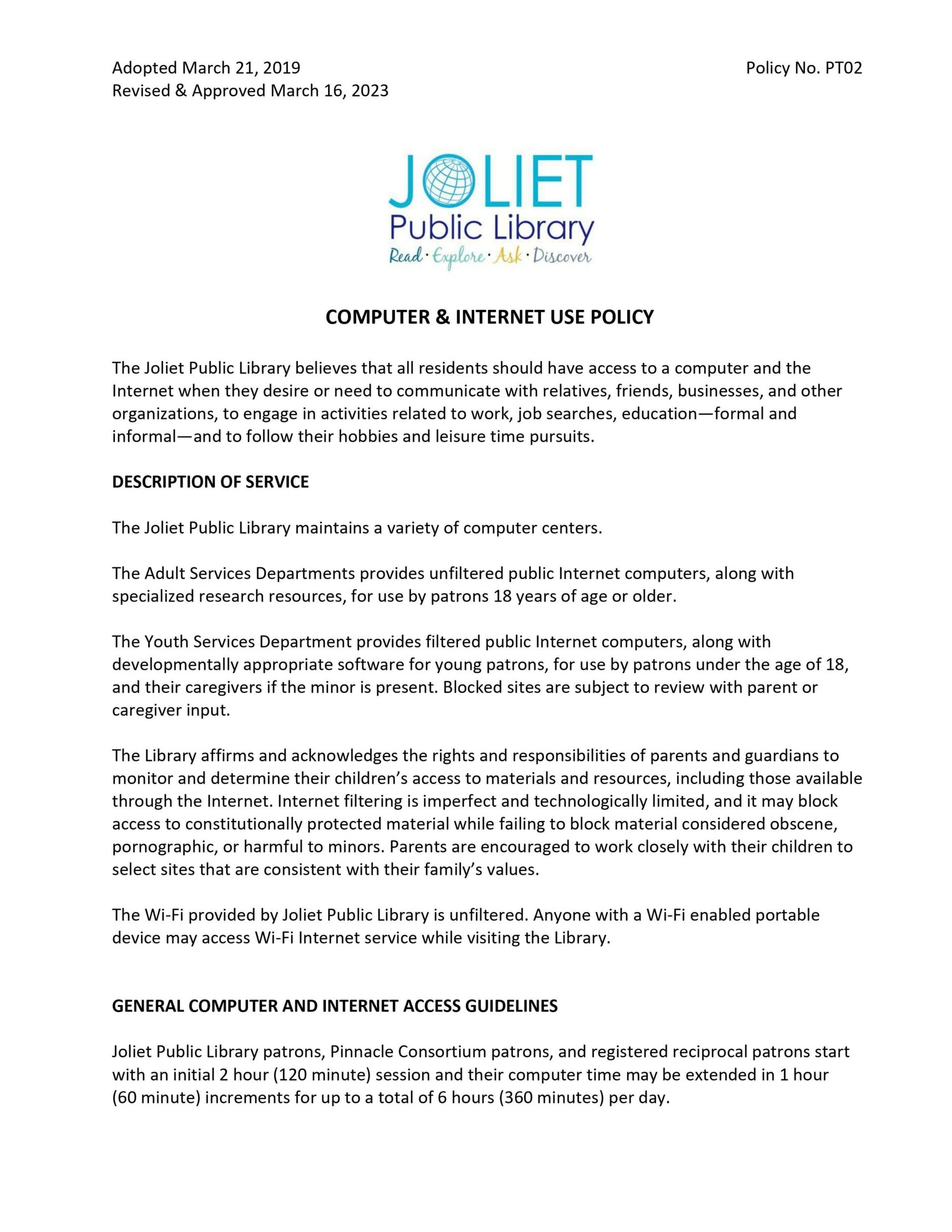 Policies – Joliet Public Library