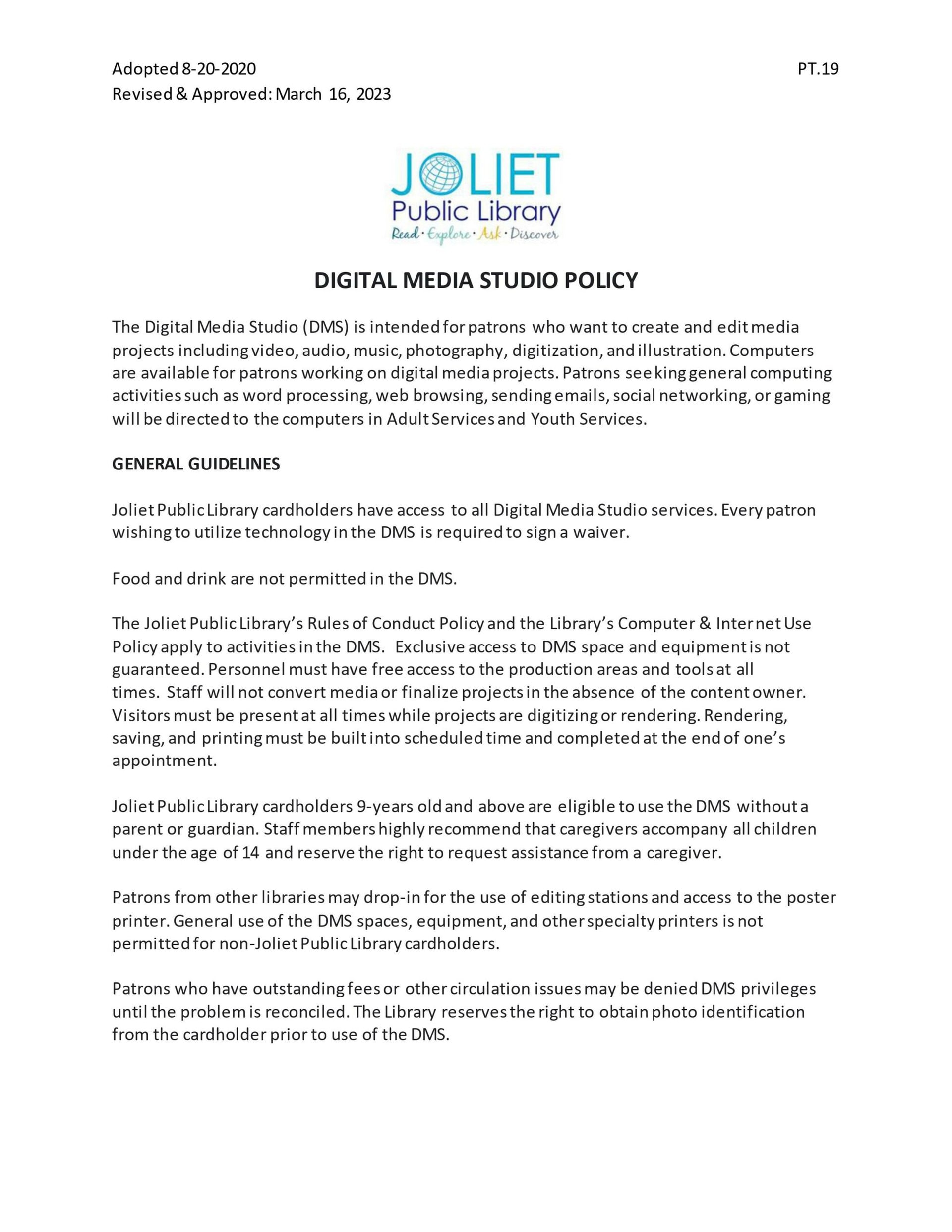 Policies – Joliet Public Library