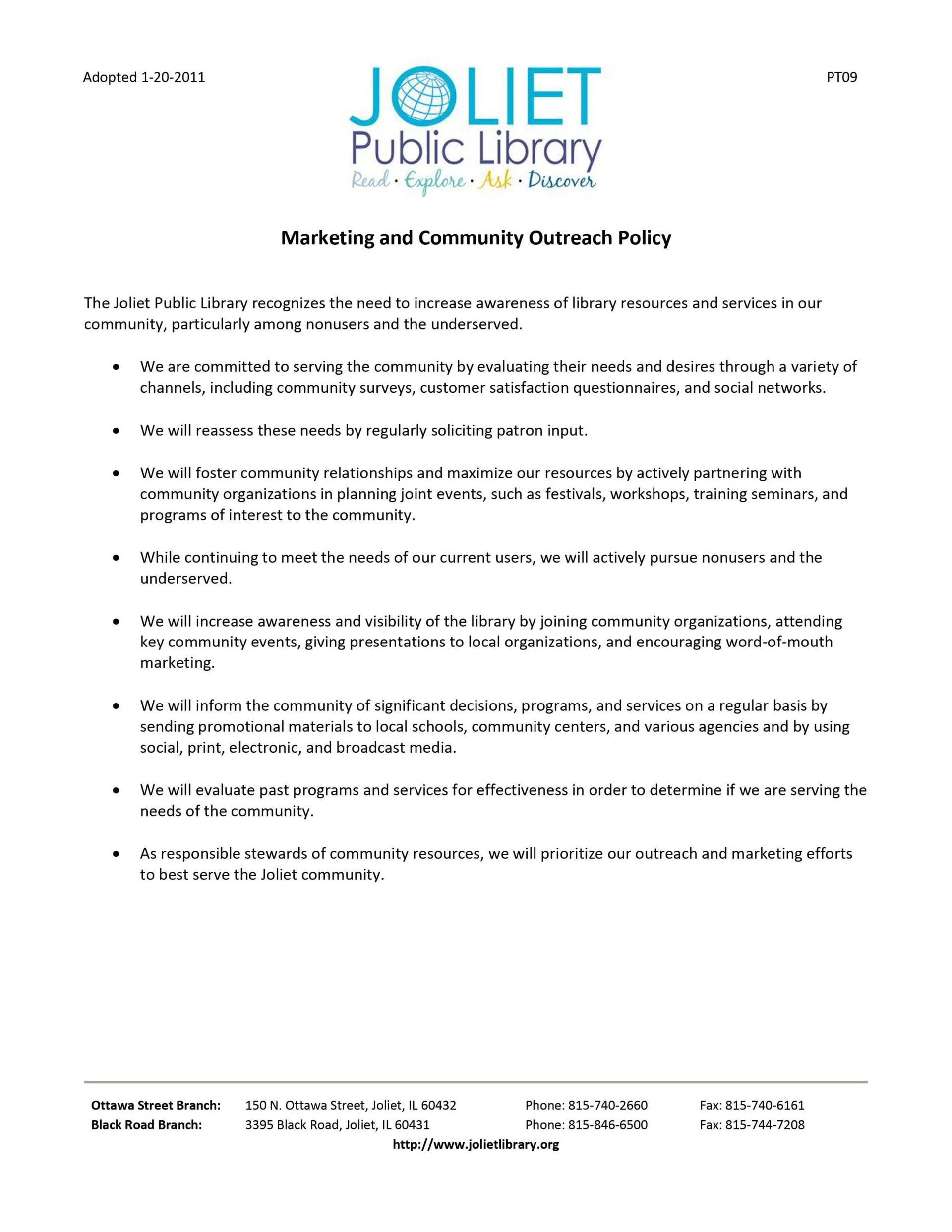 Policies – Joliet Public Library