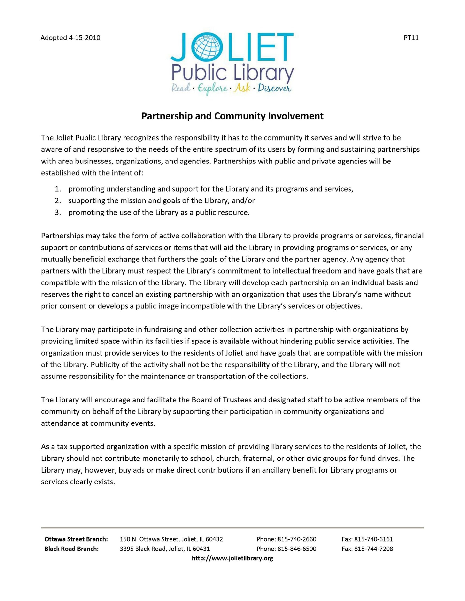 Policies – Joliet Public Library